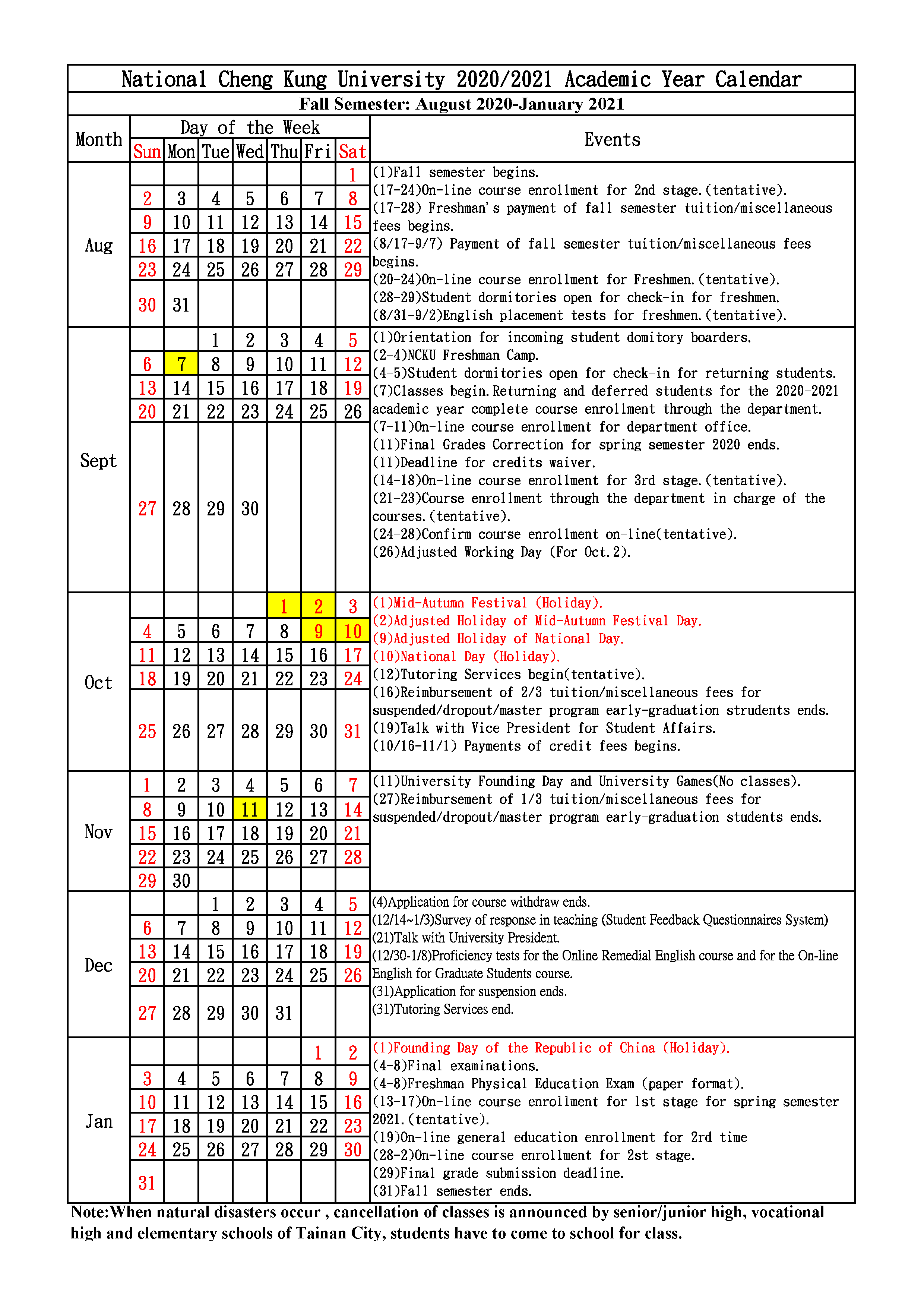 Calendar