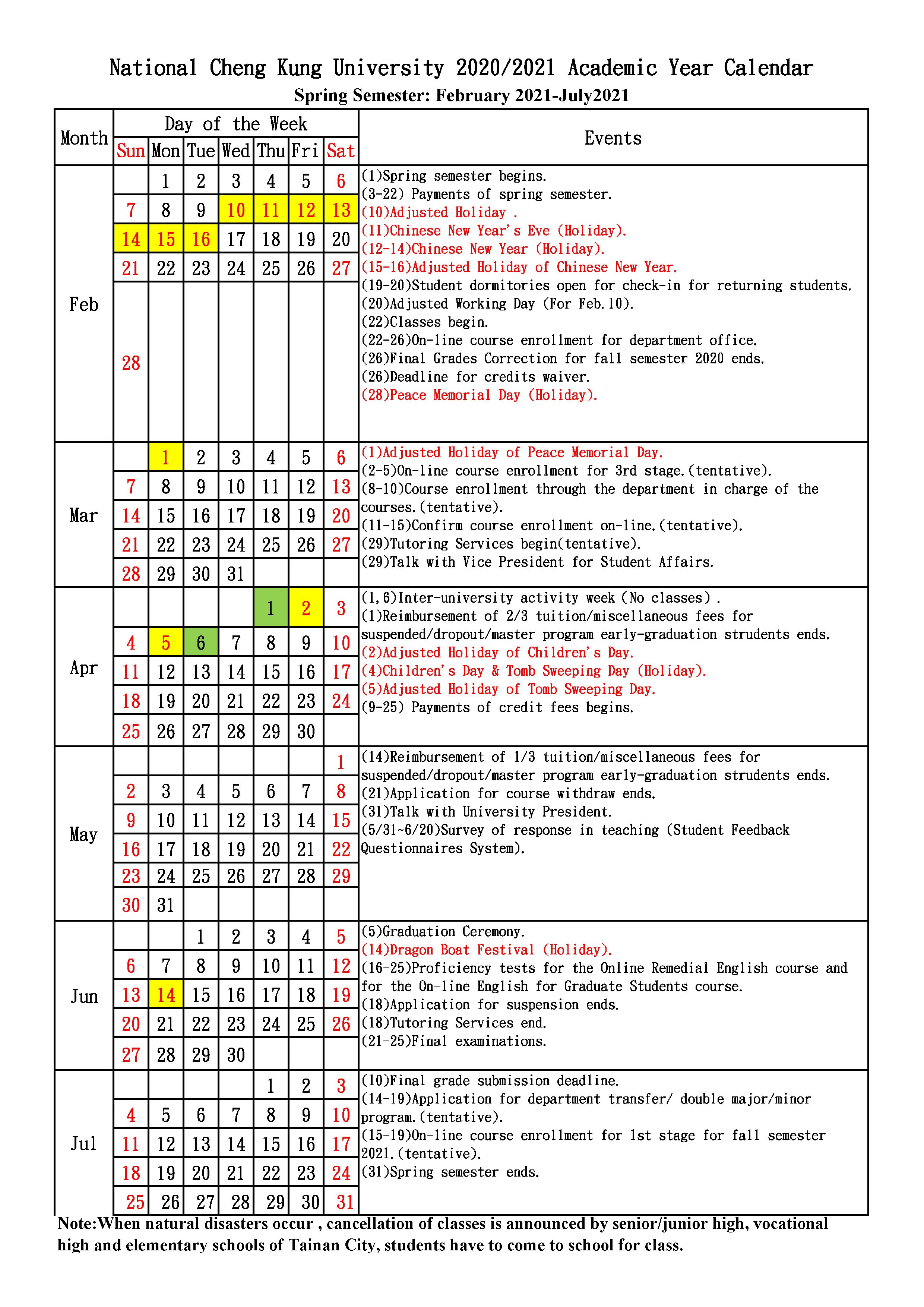 Calendar